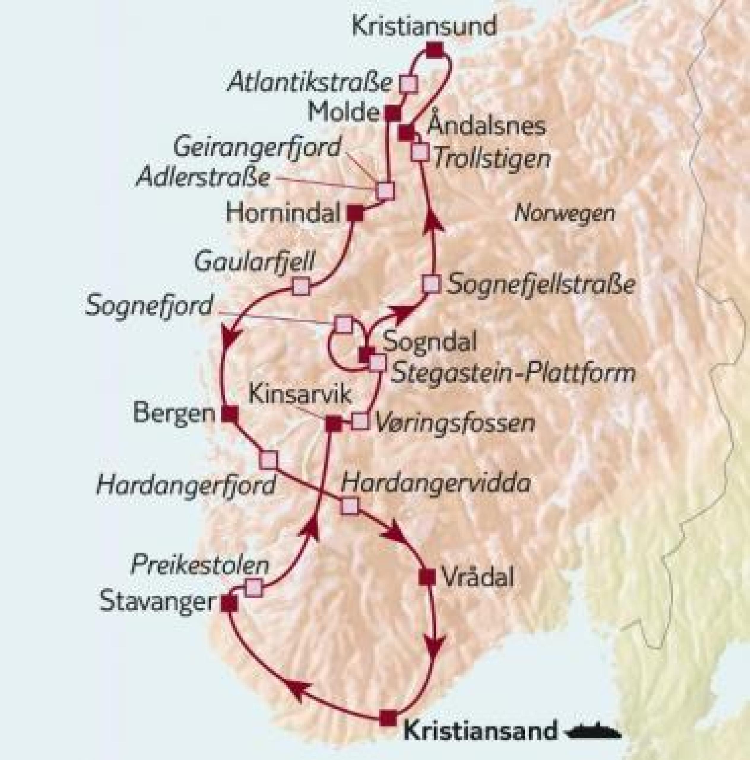 Norwegens schöne Panoramastraßen - 13 Tage ab/bis Kristiansand ...